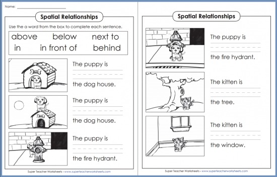 Spatial Words Worksheets Spatial Words Worksheets
